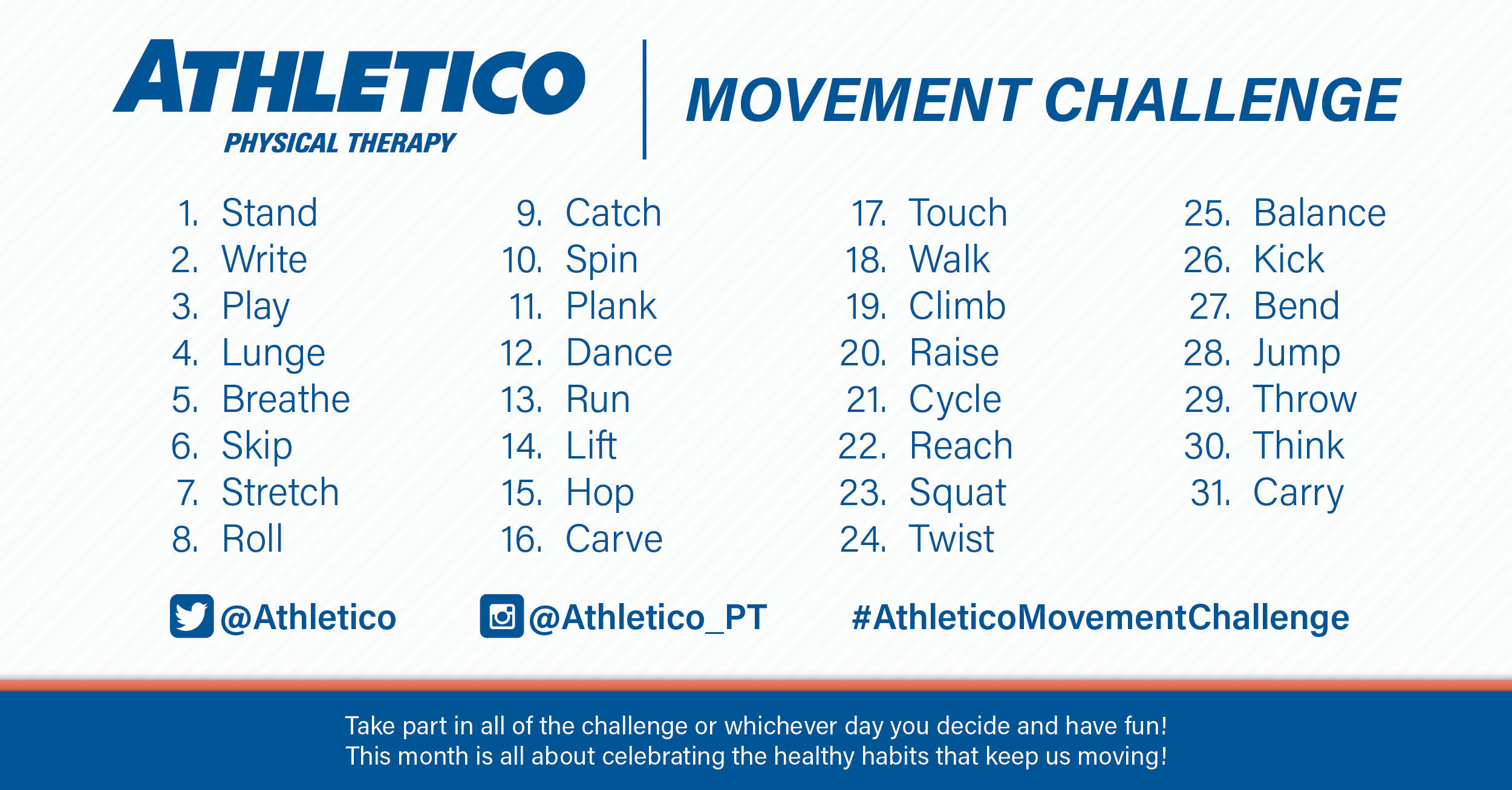 Get Moving! Take Our PT Month Movement Challenge - Athletico